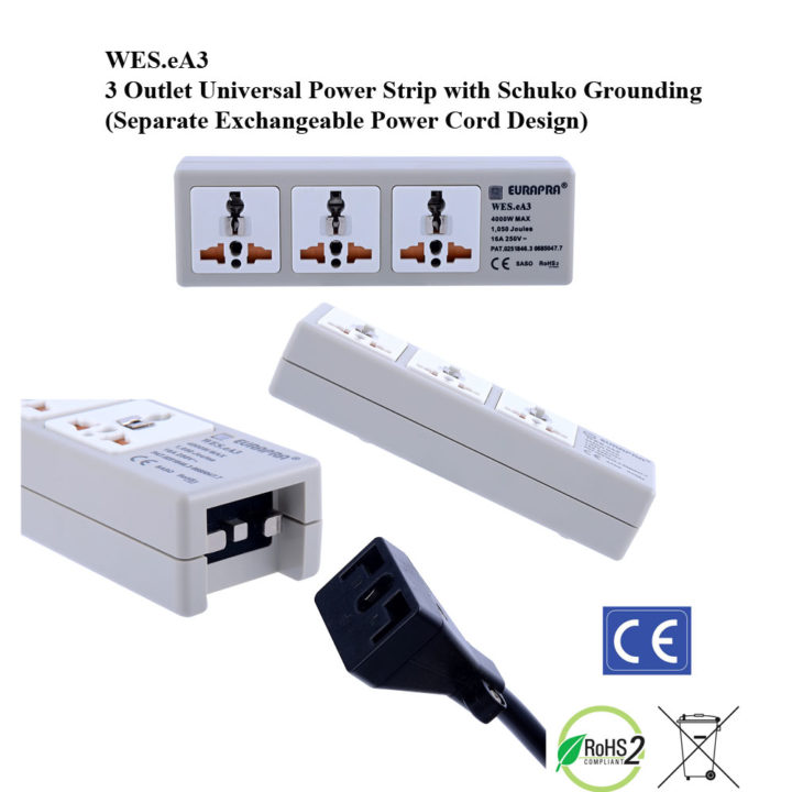 WES.eA3, 4th Gen WonPro II 3-Outlet Univ. Power Strip (Power Cord ...